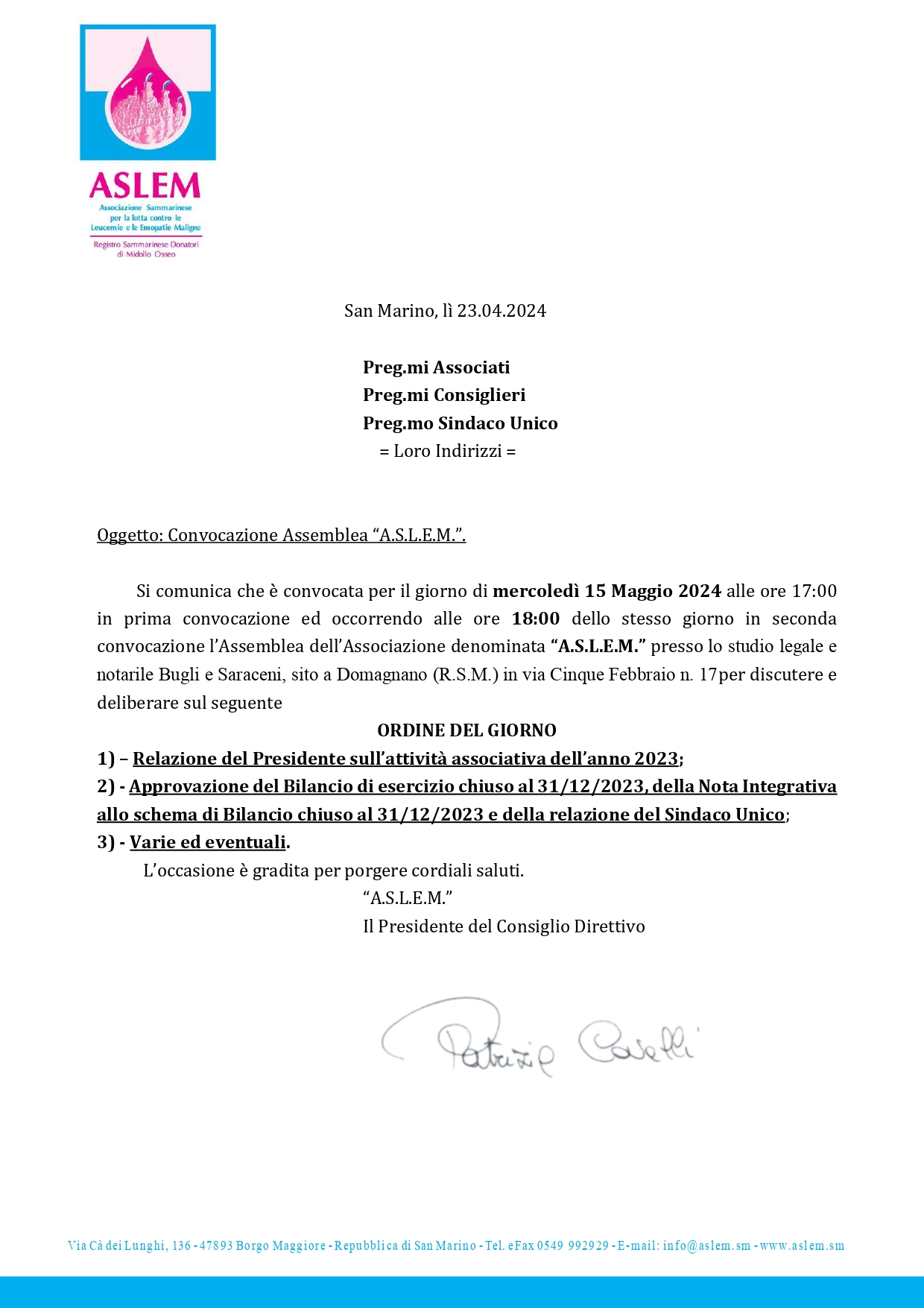 ASSEMBLEA SOCI ASLEM 2024 - ASLEM